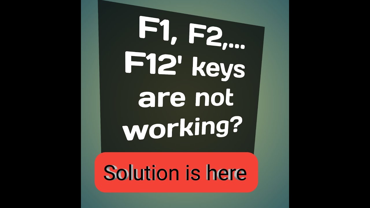 What to do when 'Fn keys' are not working ?| What to do when F1, F2 ...