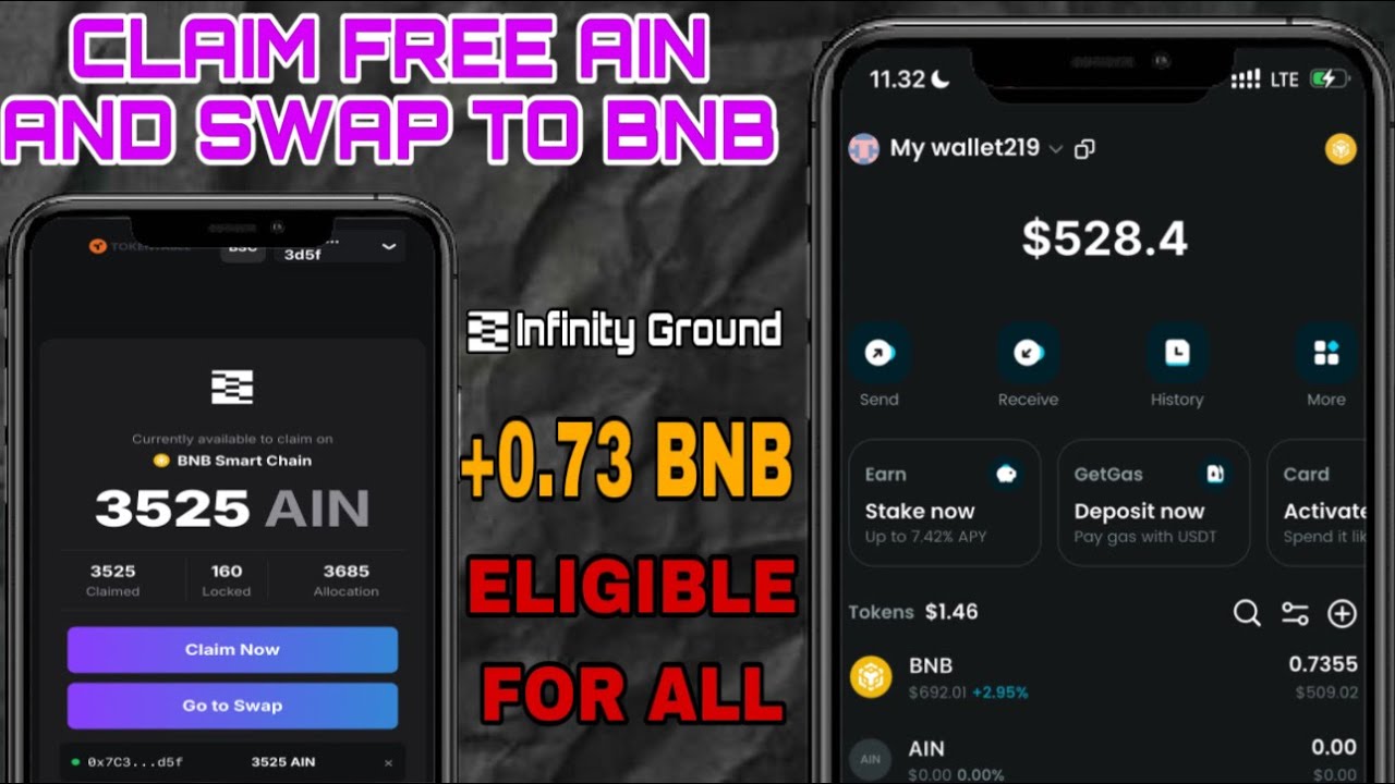 Claim Free Airdrop Infinity Ground AIN ~0.73 BNB on BitgetWallet - YouTube