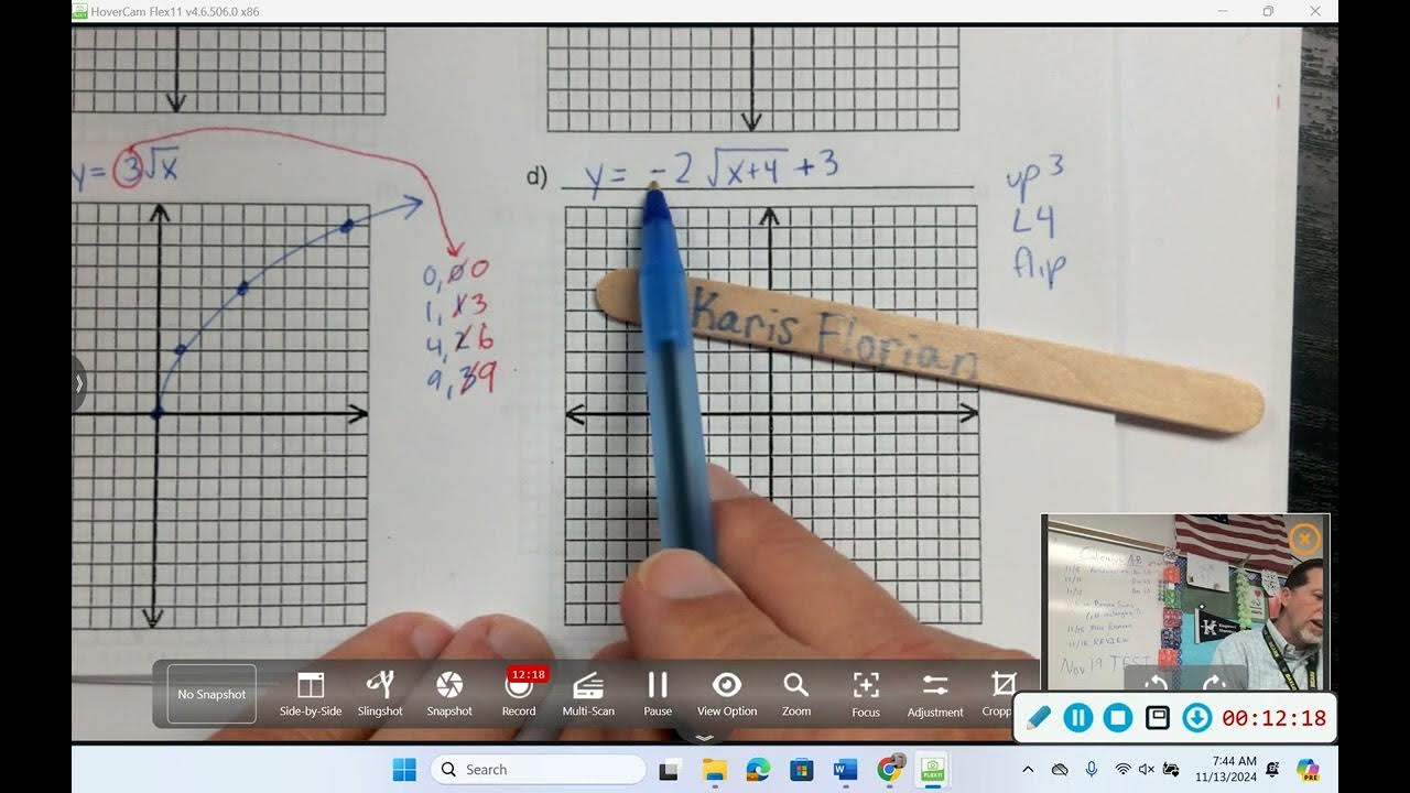 Alg2 Graphing Square Root Function - YouTube