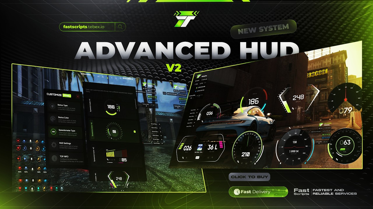 FiveM HUD | Advanced HUD V2 | 17 Carhud | 12 Status HUD | Full ...