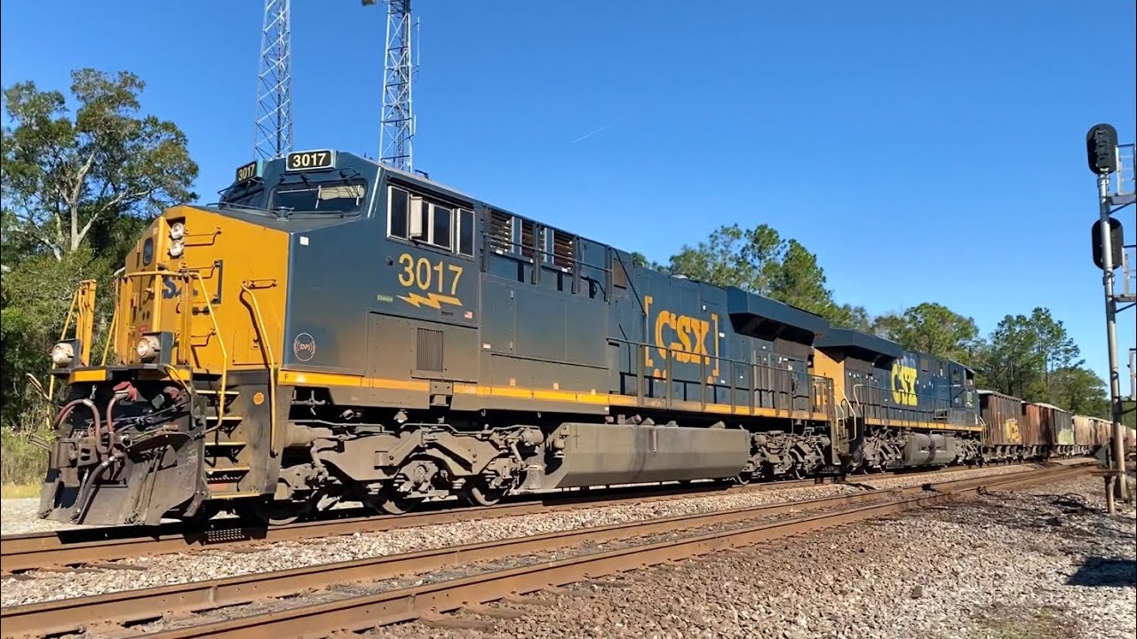 CSX ES44AC-H 3017 & 872 Lead L743-15 at Crawford - YouTube