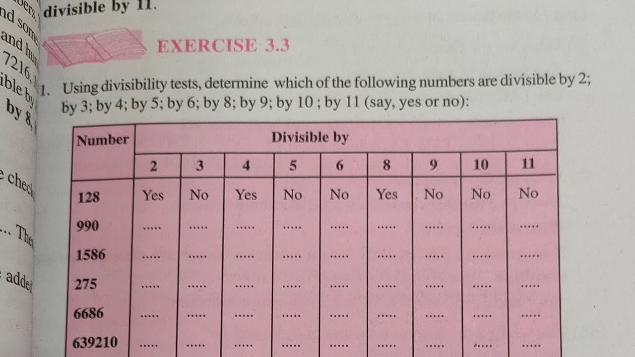 Divisibility Rule By2 3 4 6 9 11 class 6 Maths chapter 3 Exercise 3 3