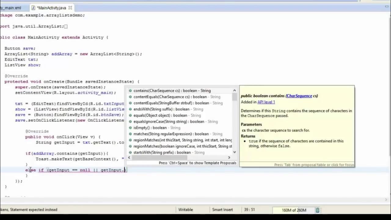 Store User Input Text in array and display it in A ListView Android - YouTube