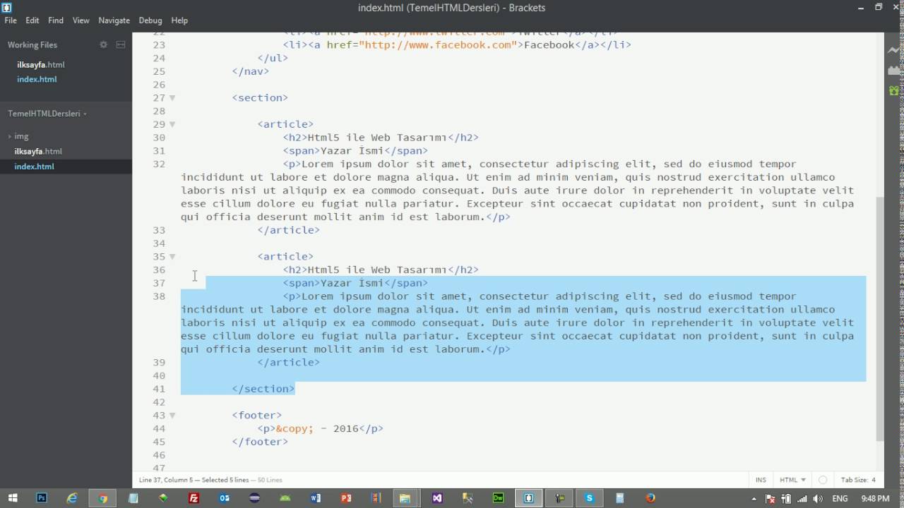 Web Tasarımı Dersleri Html5 Ders15 Section Article Aside Etiketleri Youtube