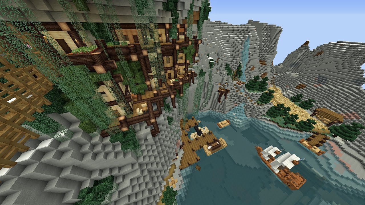 Minecraft Cliffside Village - Stone Beach World Part 1 - YouTube