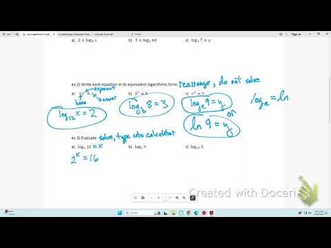 2/26/24 4.2 logarithmic functions - YouTube