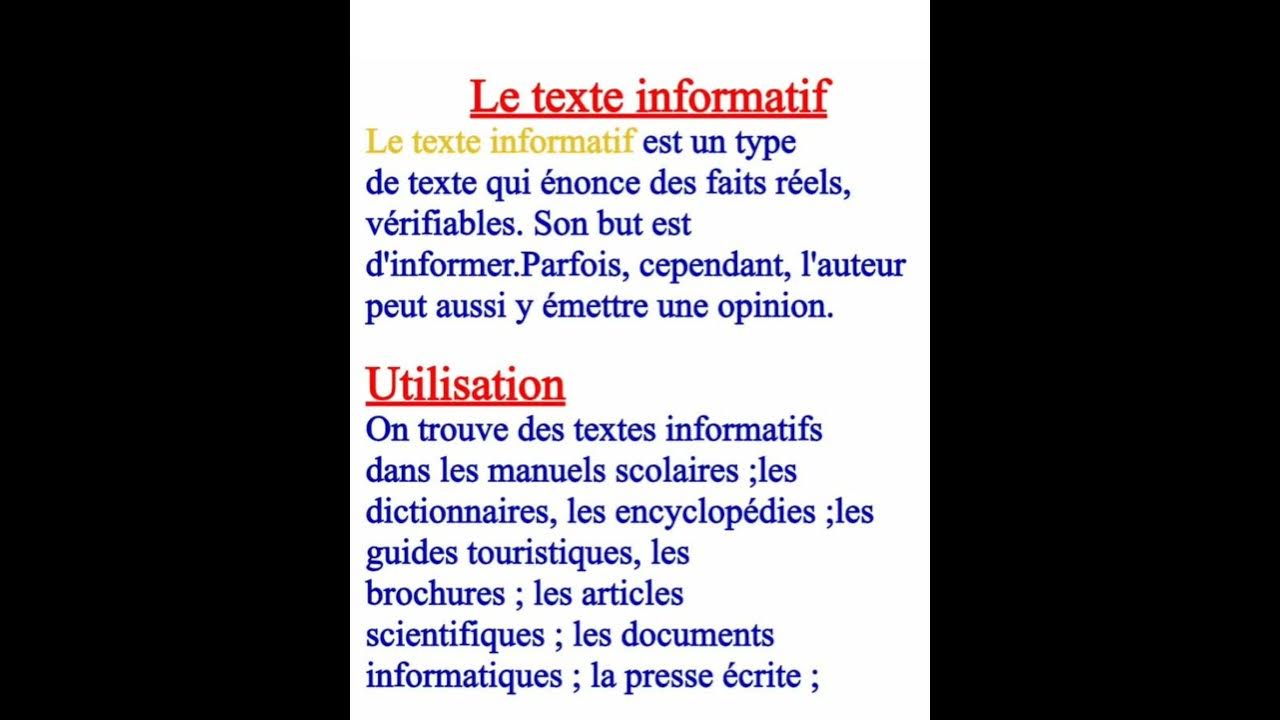Qu'est-ce qu'un texte informatif #français #francais #apprendre #french ...