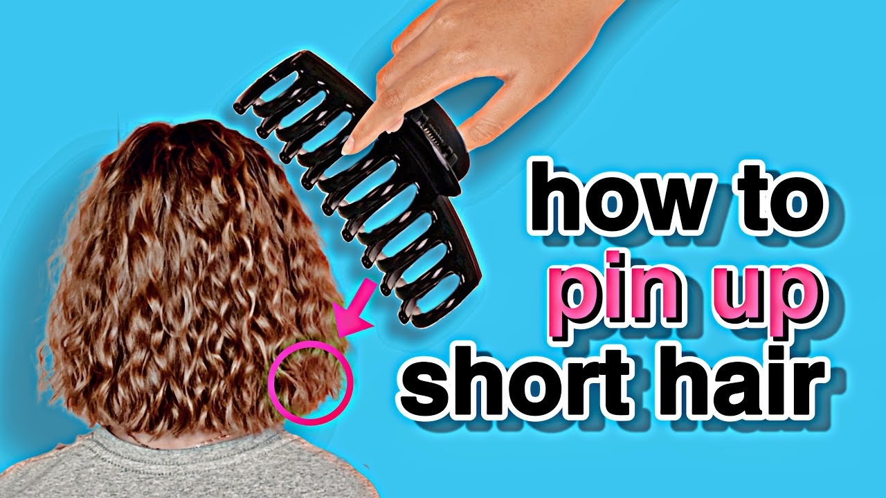 Cute curly bun ! How to pin up your bob with claw clip - YouTube