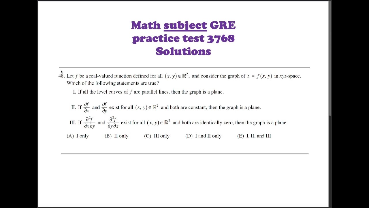 Math subject GRE 3768 problem 48 - YouTube