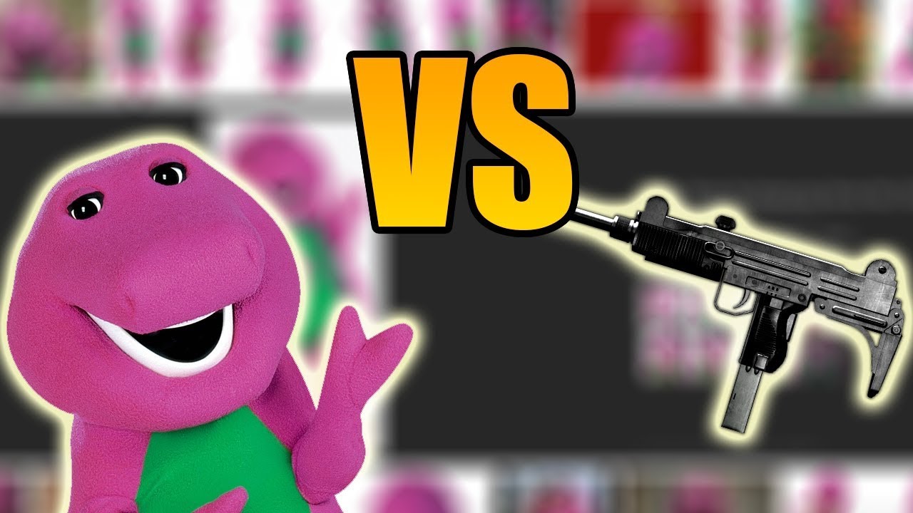 Barney The Purple Dinosaur VS Machine Gun, Flamethrower + MORE - YouTube
