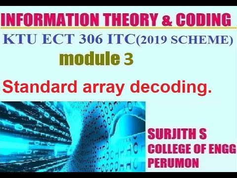 KTU ECT 306 ITC (2019 SCHEME) Standard array decoding module 3 - YouTube