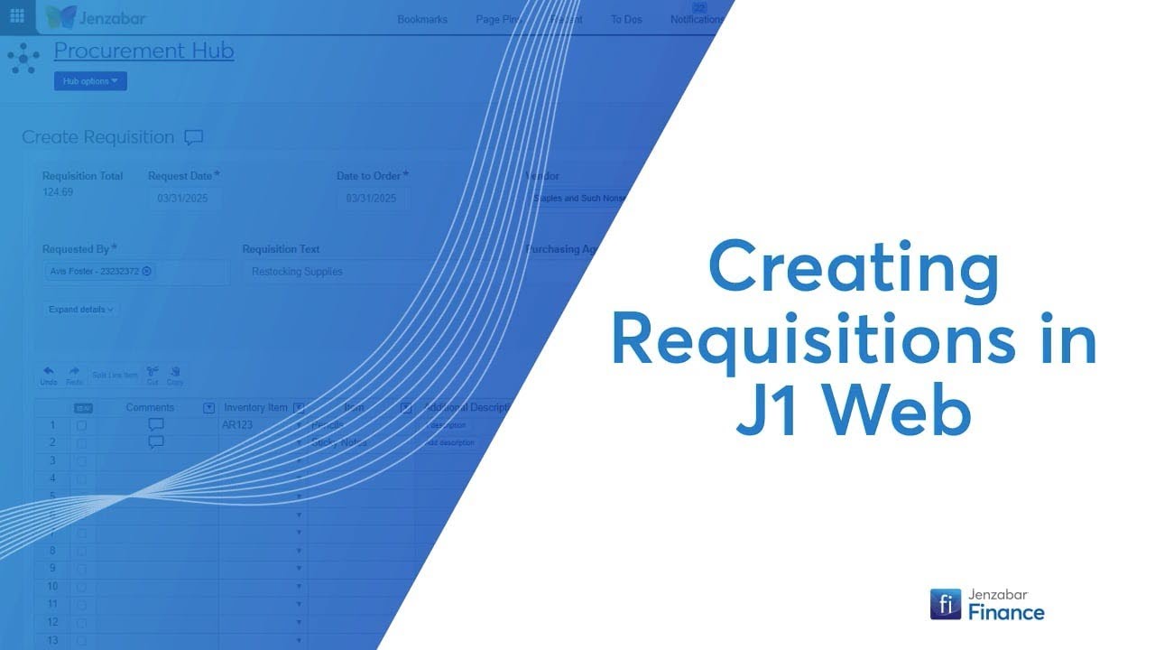 Jenzabar One Web Finance - Creating Requisitions in J1 Web - YouTube
