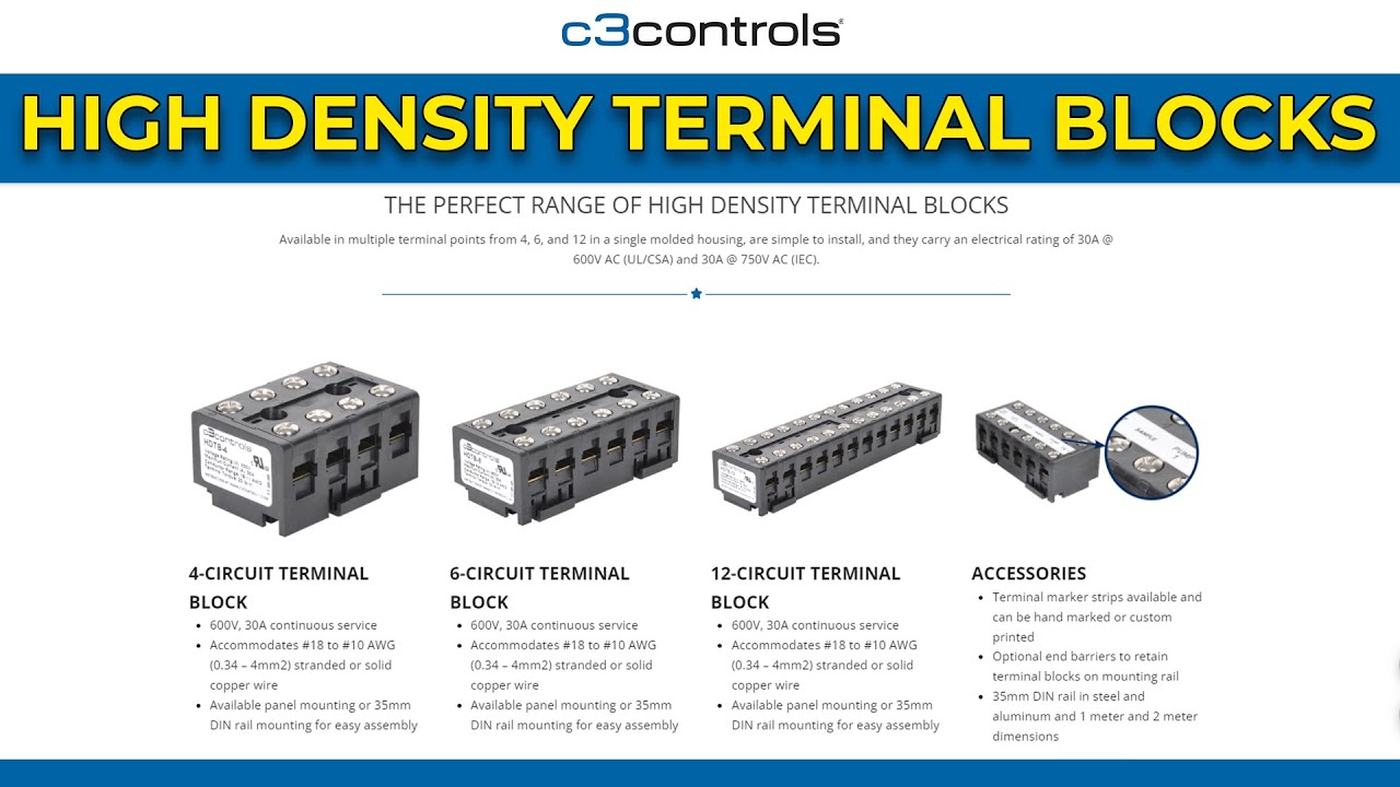 c3controls Series HDTB High Dentsity Terminal Blocks - YouTube
