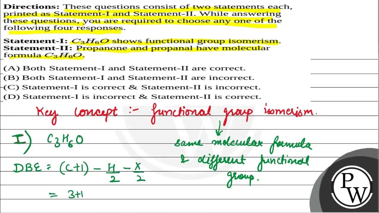 Directions: These questions consist of two statements each, printed as Statement-I and Statement ...