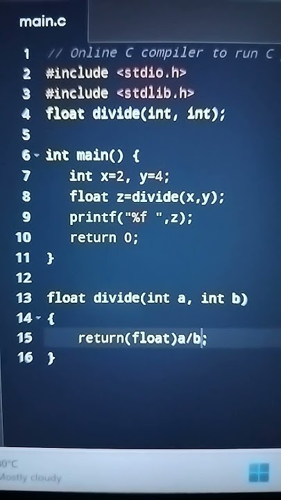 Divide Function In C Javaprogramming Programming Cprogramming 👍👩‍💻 Youtube