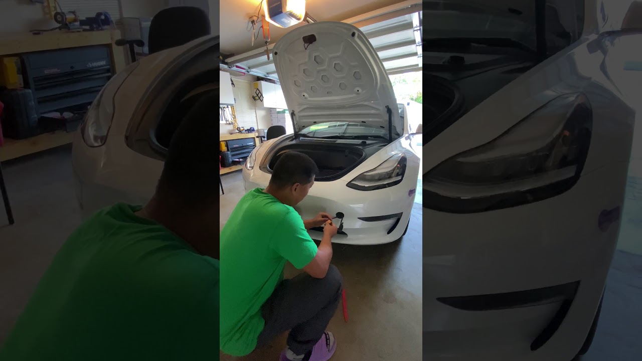 Use 9v Battery to open tesla model 3 frunk . - YouTube