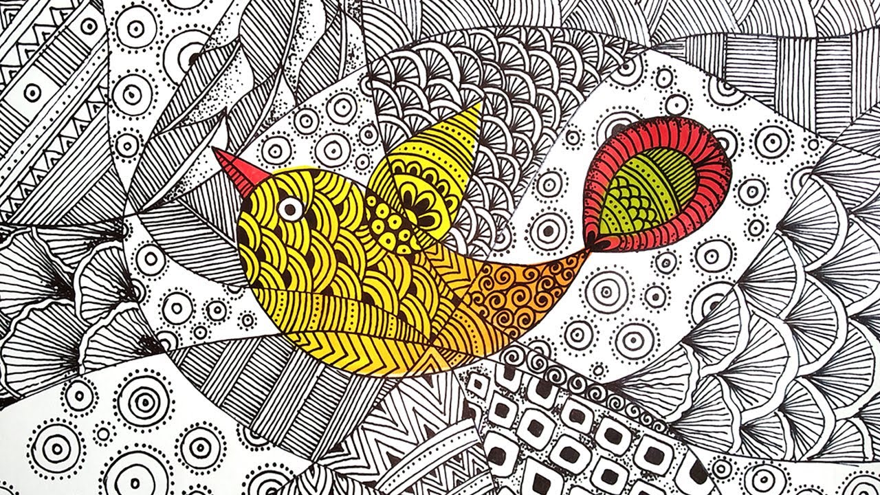 Ready to fly - How to draw bird doodle art #tingideas - YouTube