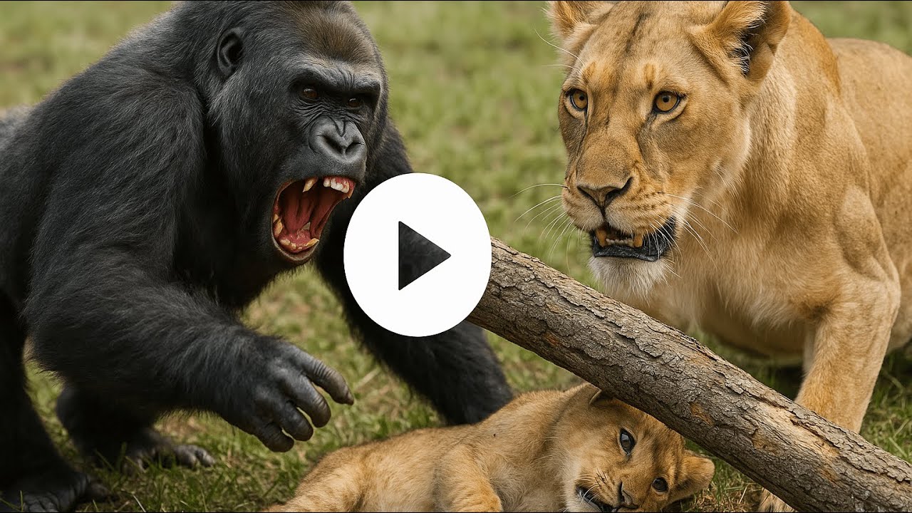 "INSANE: Gorilla Lifts Massive Tree to Save Lion Cub After Mother’s ...