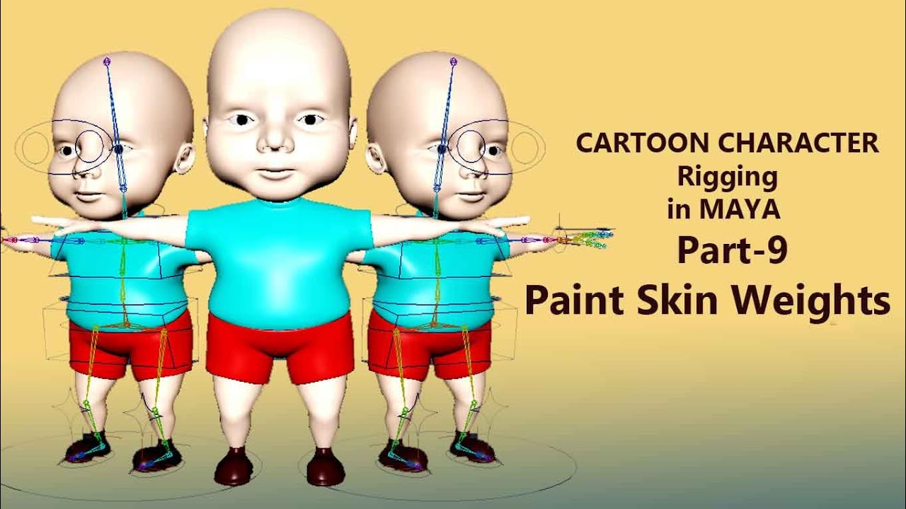 Cartoon Character Rigging Part-9, Paint Skin Weights - YouTube