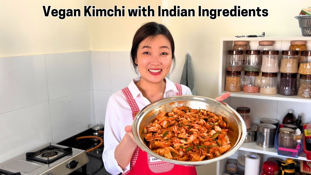 Making Easiest Vegan Kimchi with Indian Ingredients | How to make ...