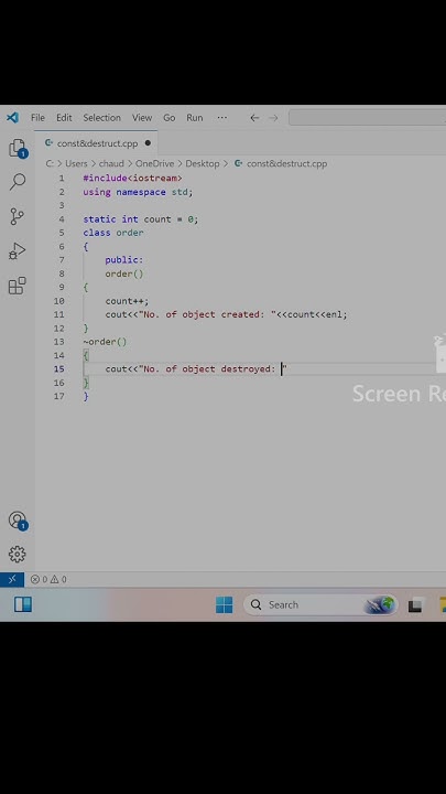 Create a C++ program to show the order of constructor and destructor. - YouTube