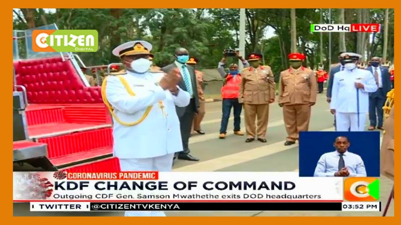 Outgoing CDF General Samson Mwathethe exits DOD headquarters - YouTube