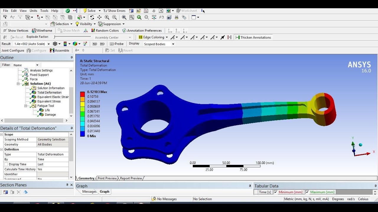 Analysis of Connecting Rod - ANSYS | static structural | C - YouTube
