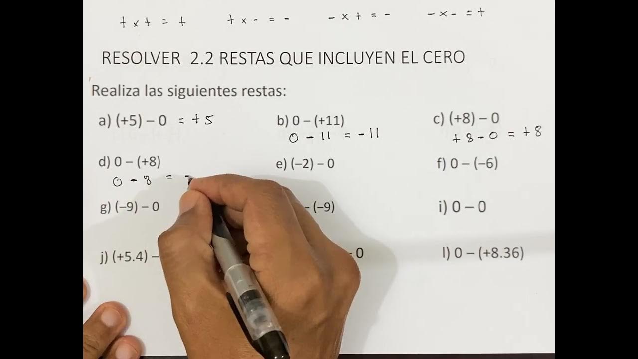 2. 2 RESTAS QUE INCLUYEN EL CERO 7° GRADO UNIDAD 2 - YouTube