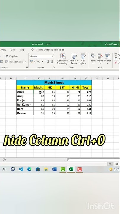 Hide & Unhide Row or Column in Excel | Excel Shortcut keys | Excel ...