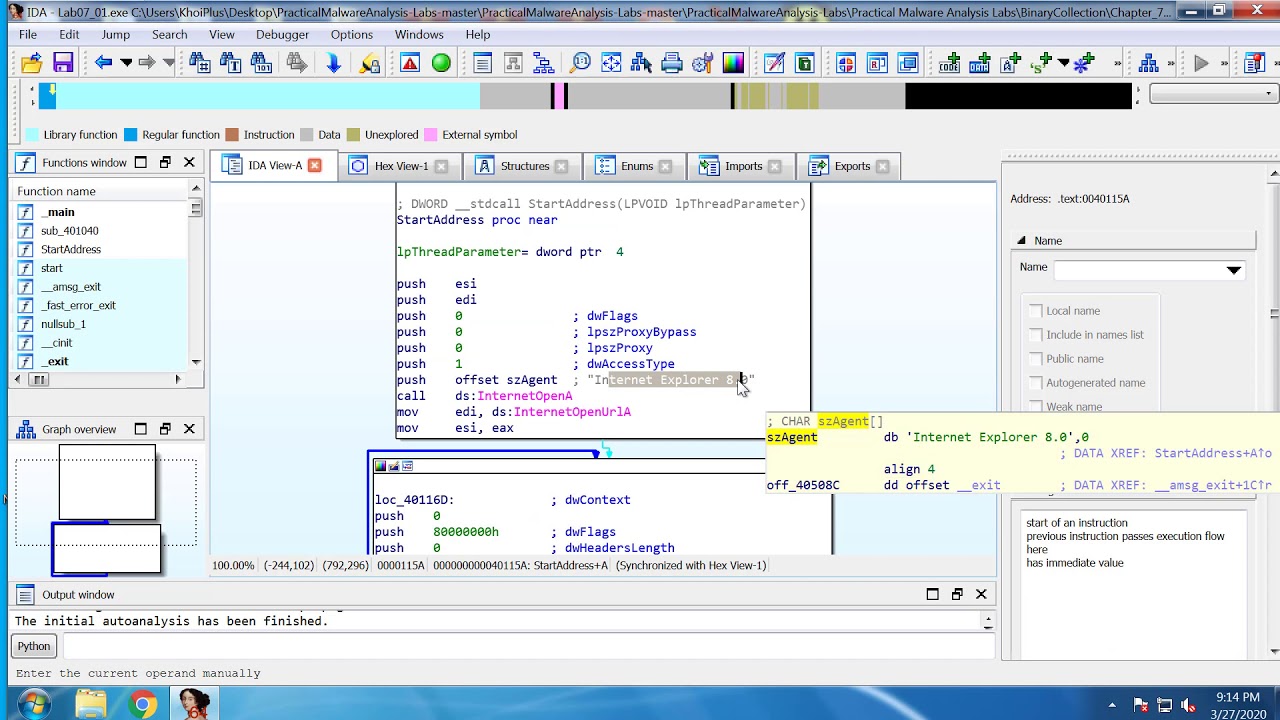 Practical Malware Analysis Labs | Lab07-01 Lab07-02 - YouTube