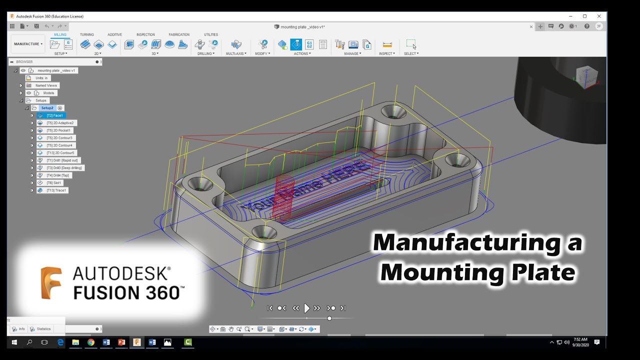 Manufacturing a Mounting Plate with Fusion 360 - YouTube