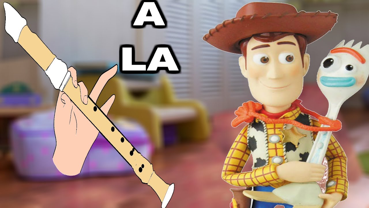 Toy story 4, flauta dulce fácil, tutorial con animación, easy flute ...