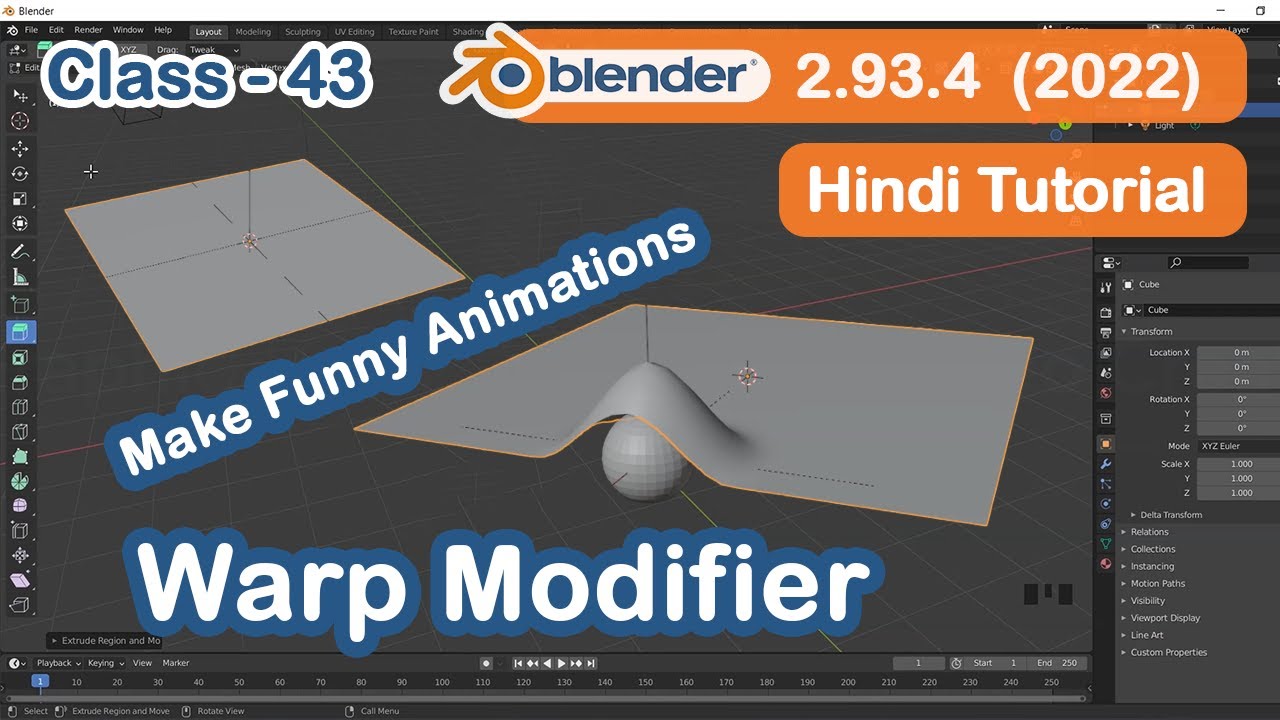 Make Funny Animations using (Warp Modifier) CLASS -43 | Top Blender 3d ...