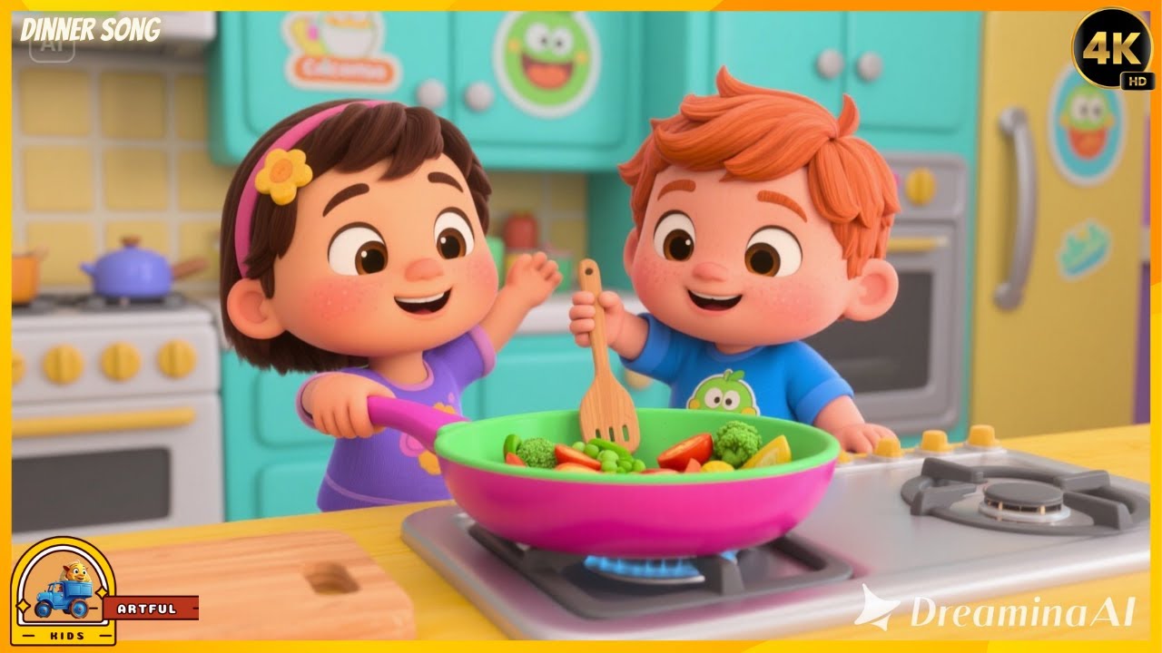 🍽️👩‍🍳 Make Dinner Together Song for Kids | Fun Kitchen Cooking Song 🎶🥕 ...
