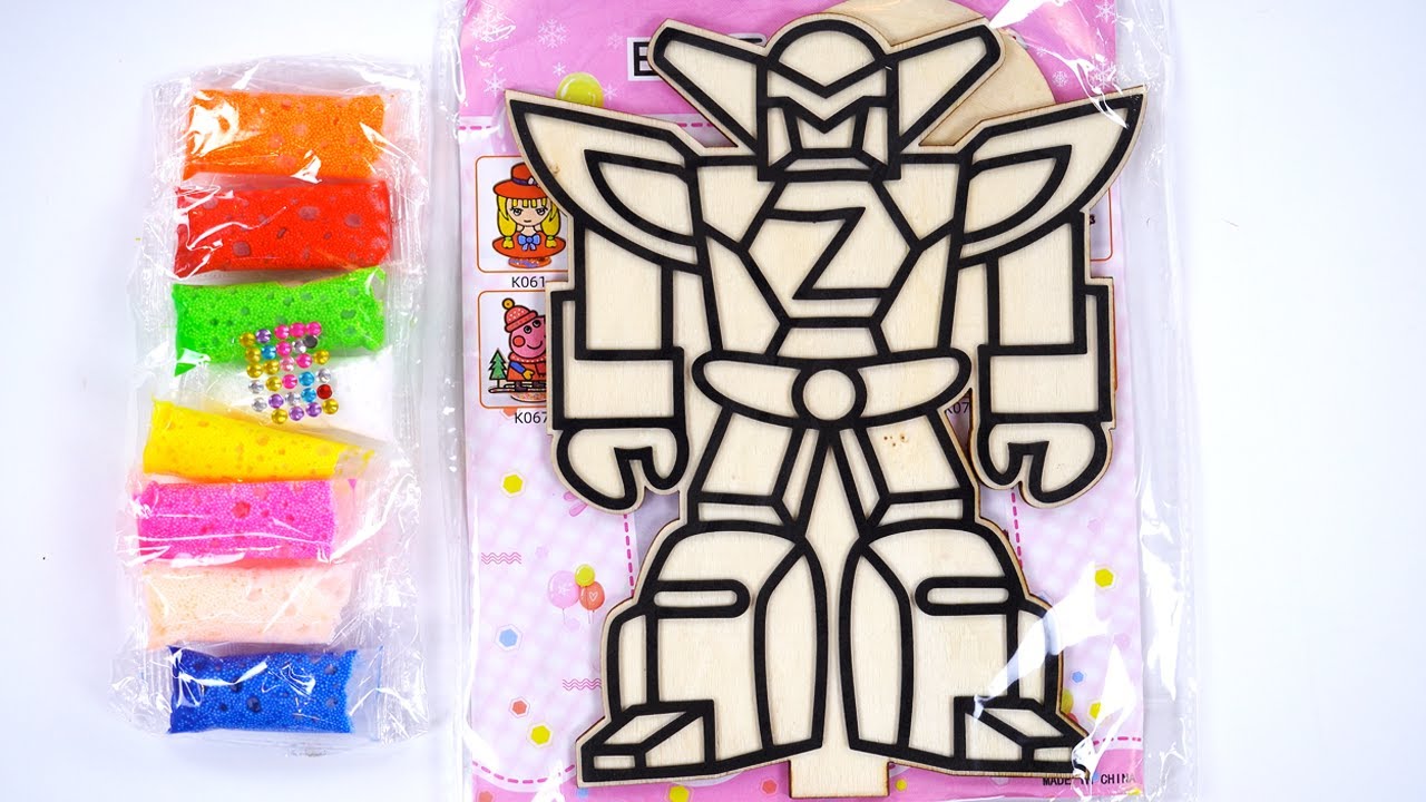 Painting a Robot with colorful foam slime - Creative painting ideas ...