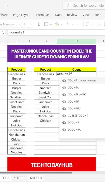 Master UNIQUE and COUNTIF in Excel: The Ultimate Guide to Dynamic Formulas! #exceltricks # ...