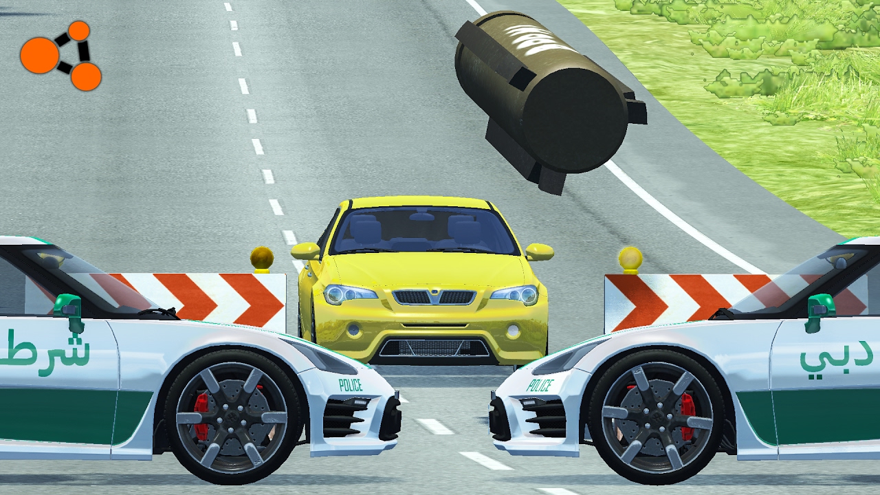 Beamng drive - Police Barricade with a Rocket Launcher - YouTube