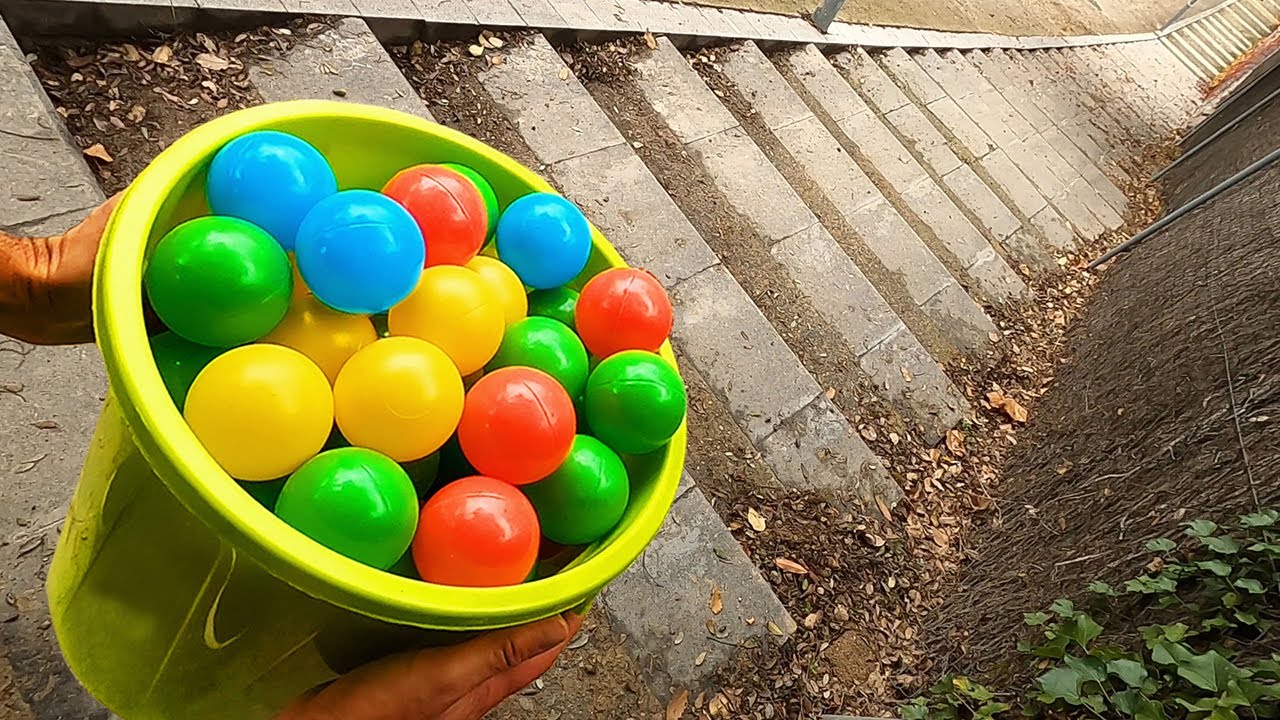 Balls on Stair Colorful Stairs Marble Run Race ASMR - YouTube