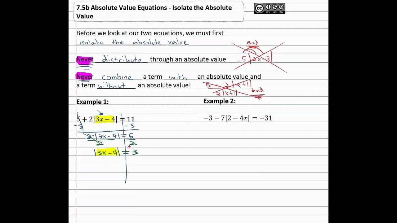 13.3b: Isolate the Absolute Value - YouTube
