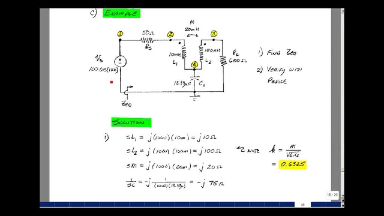 ECE202msu: Chapter 15 - SPICE Transformer Example - YouTube