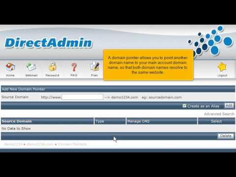 DirectAdmin - How to create a domain pointer - YouTube