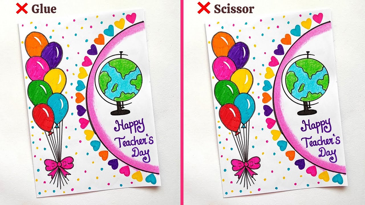 Teacher's Day Greeting Card | White Paper Teacher's Day Card | How to ...
