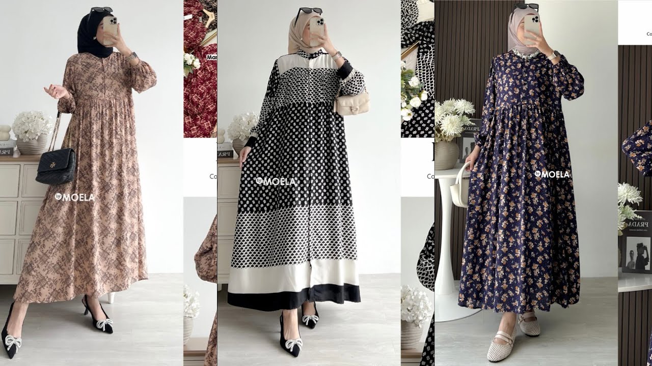 25+ MODEL GAMIS MUSLIM MIDI MOTIF PREMIUM TERBARU / Part 4 - YouTube