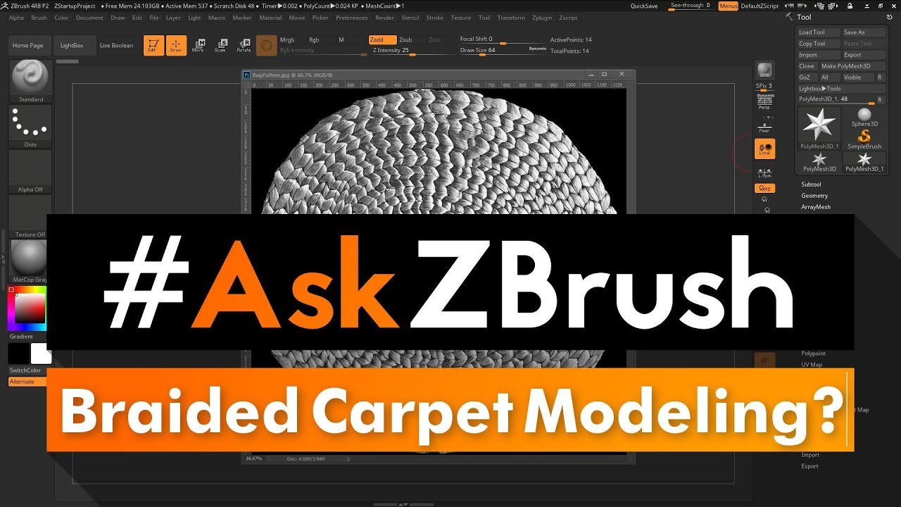 #AskZBrush: “How can I model a braided carpet using ZBrush?” - YouTube