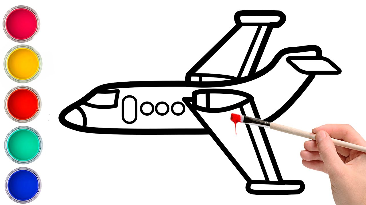 Let's learn how to draw a multi-colored Airplane | Drawing and coloring ...