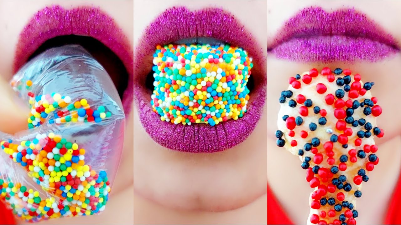 Satisfying RAINBOW FOOD : ASMR RAINBOW FOOD Eating Sounds - YouTube