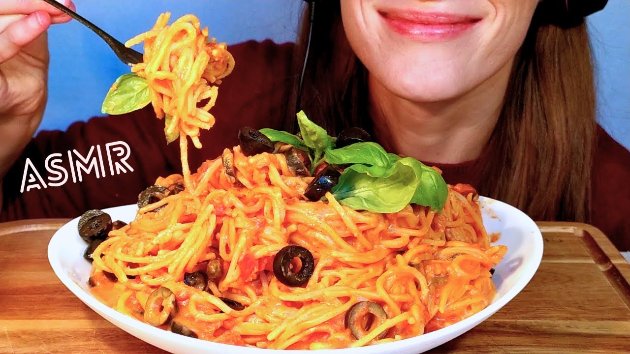 ASMR Spaghetti with TOMATO SAUCE *Sticky Sounds (Mukbang|No Talking ...