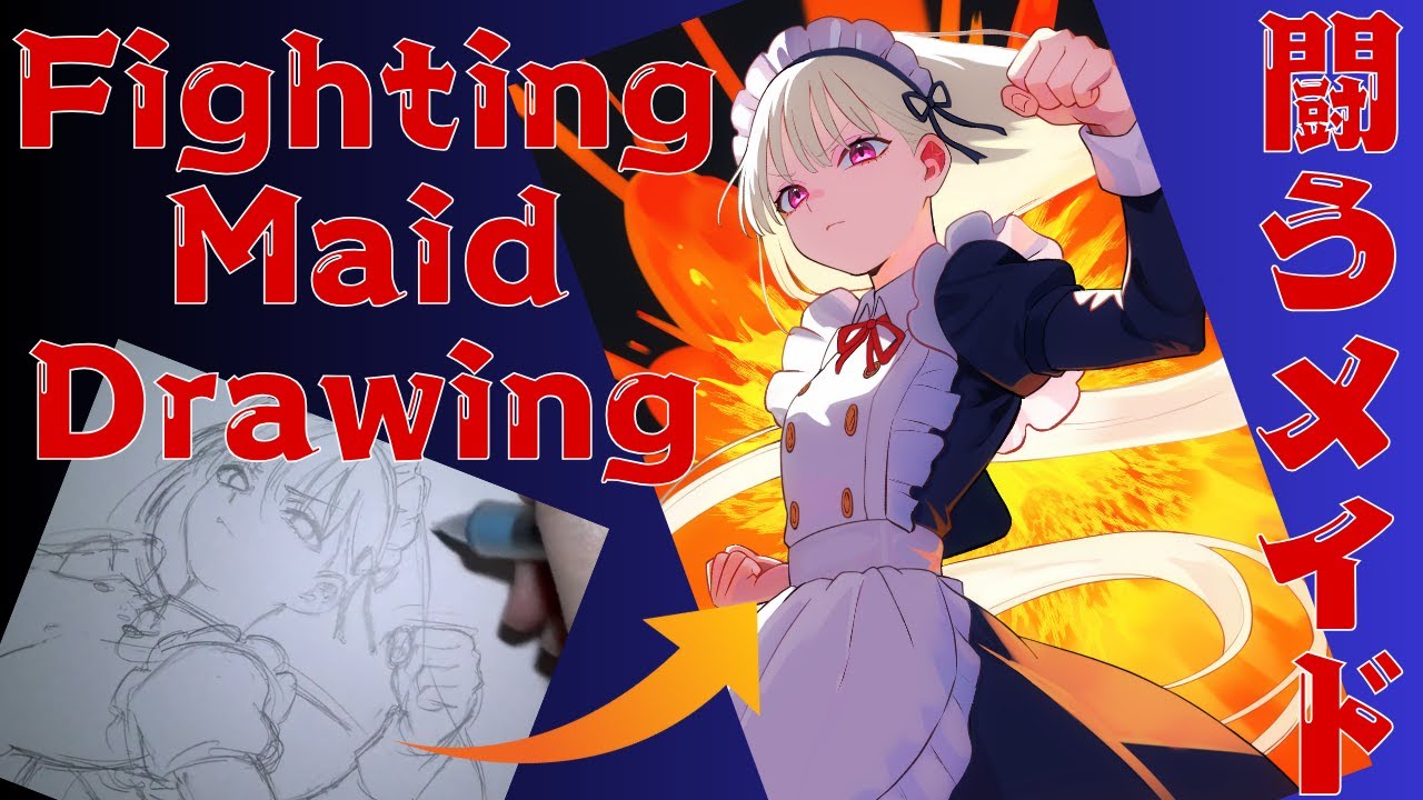 Maid in Battle: Drawing a Fighting Maid Girl | Art Process - YouTube