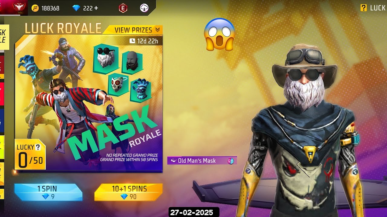 #freefire MASK ROYALE 😱 OLD MAN'S MASK 😷 ( 27-02-2025 ) 🤔. - YouTube