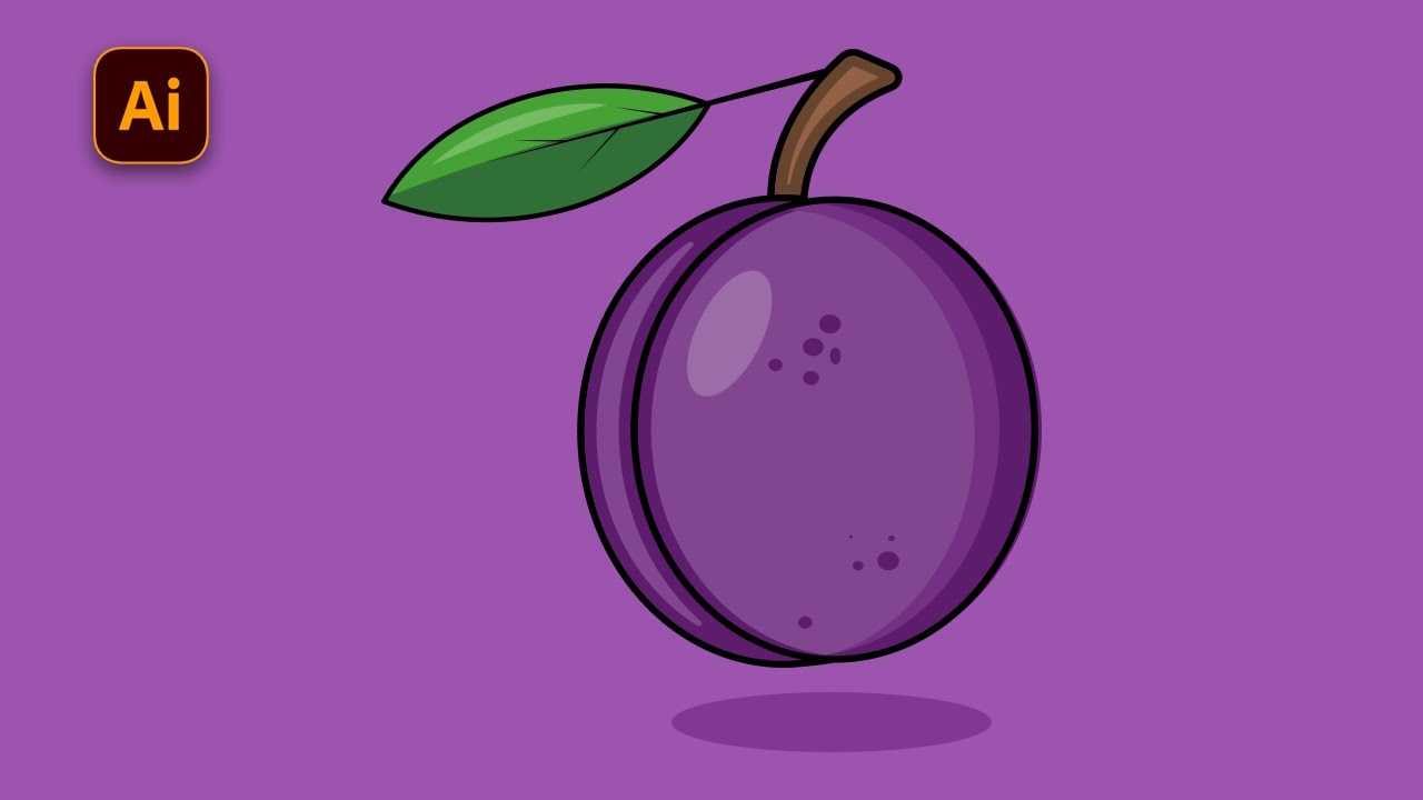 How To draw a Plum Fruit (Step By Step) - Adobe Illustrator Tutorial ...